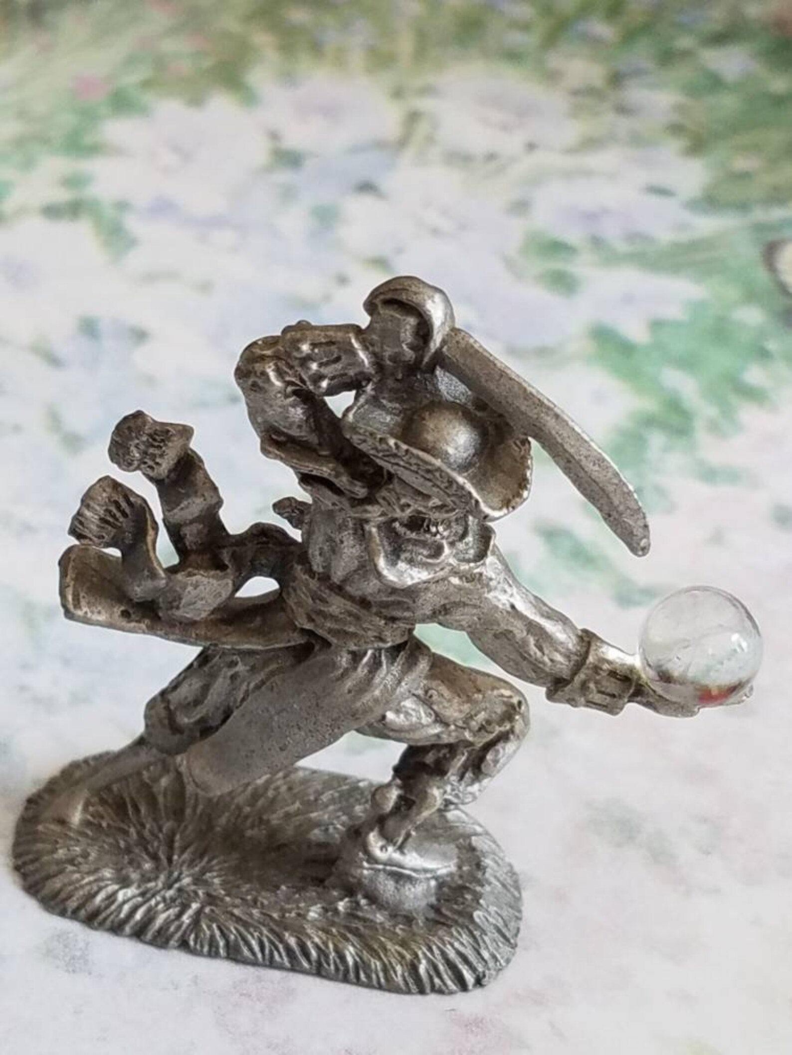 Vintage Pewter Pirate With Sword Peg Leg and Crystal Sphere | Etsy