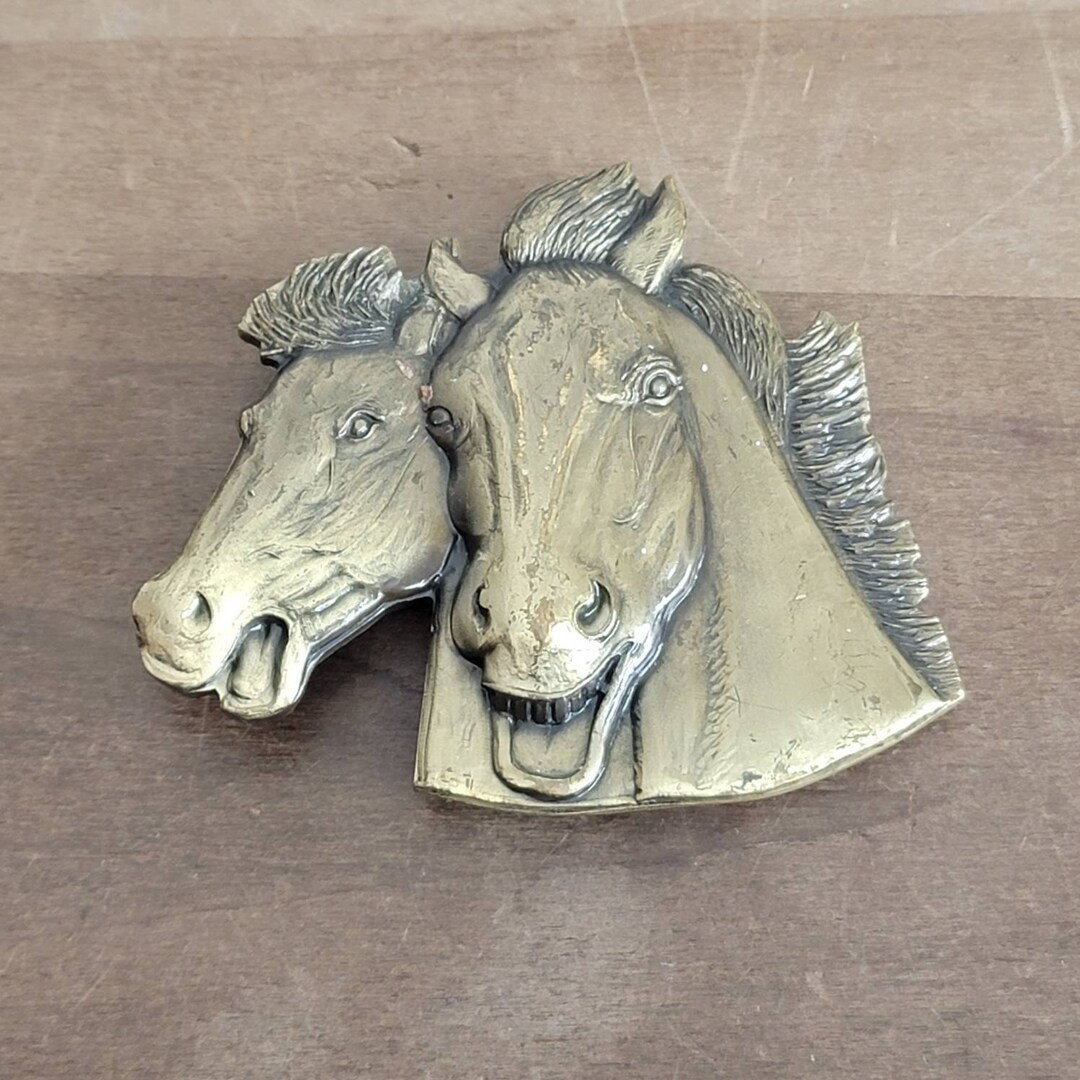 Vintage Wild Horses Belt Buckle Solid Brass Made in Taiwan as Is - Etsy