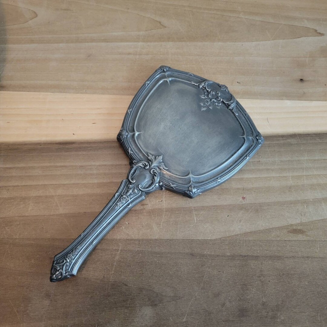 Vintage Hand Held Silver Tone Metal Mirror as Is - Etsy