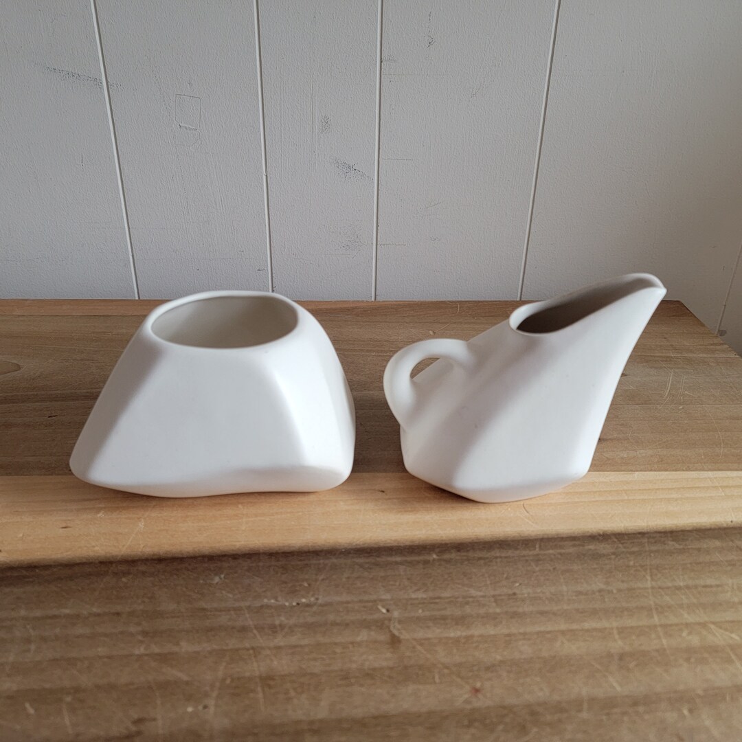 Vintage Signed Peter Saenger White Sugar Bowl and Creamer Set as Is - Etsy