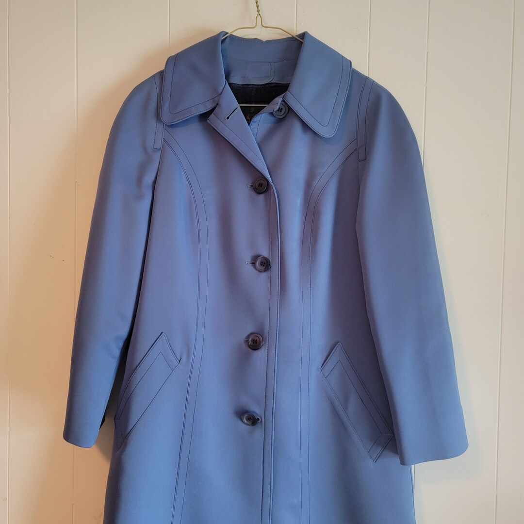 Vintage London Fog Blue Trench Coat - Wool Lined Petite Size 8 - Etsy