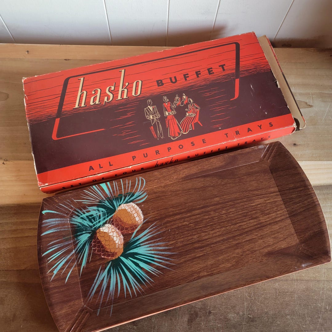 Vintage Hasko Buffet Trays (set of 4) - Pinecone Christmas Serving - Etsy