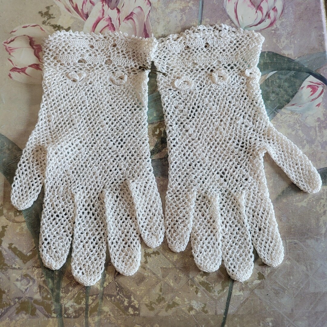 Vintage Crocheted Lace Gloves: Handmade Cotton, France, Small - Etsy