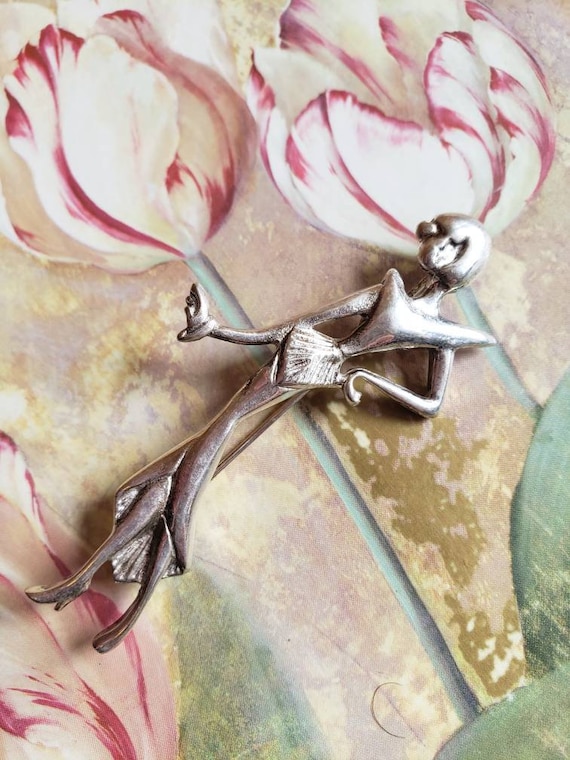 Vintage Sterling Silver Lady Woman Brooch 925 Mexico … - Gem