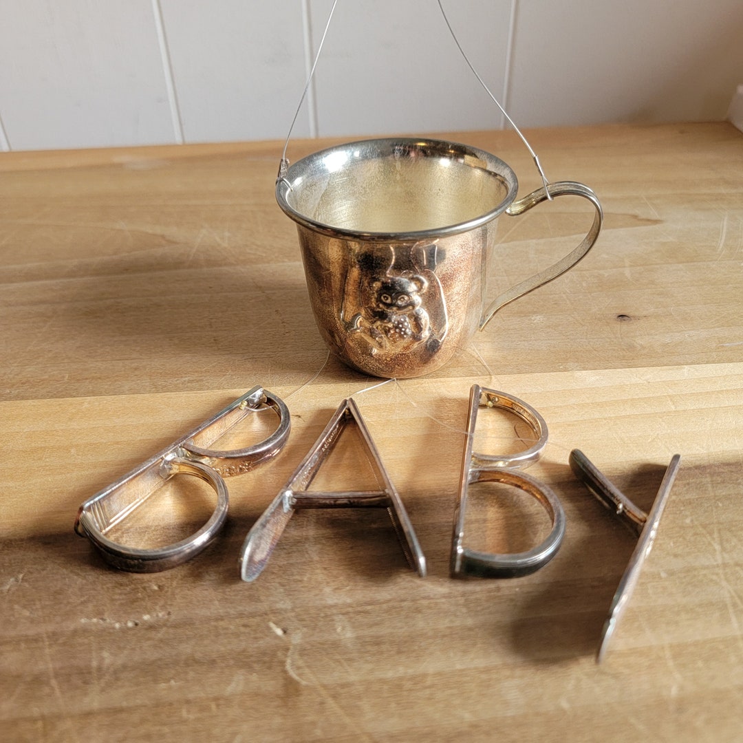 Vintage Baby Cup Mobile Nursery Flatware Letters - Etsy