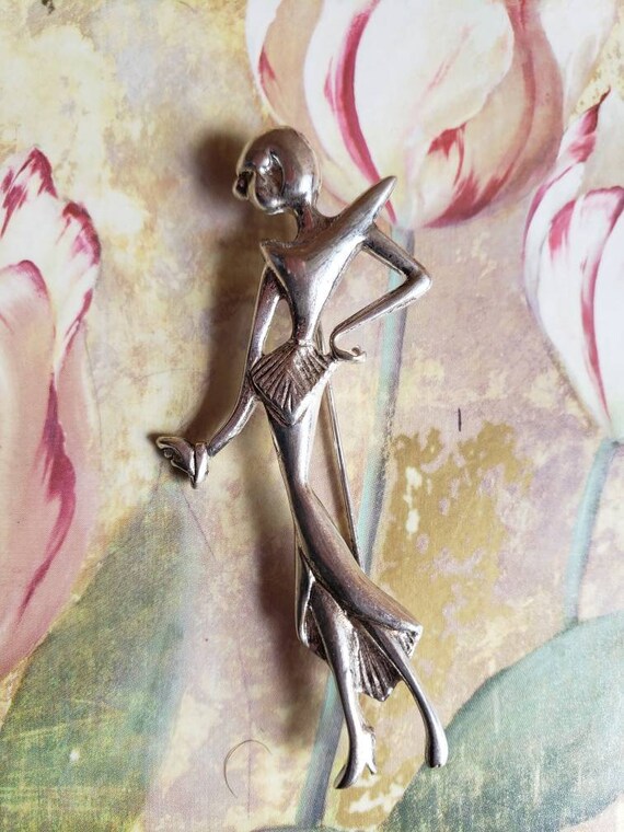 Vintage Sterling Silver Lady Woman Brooch 925 Mexico … - Gem