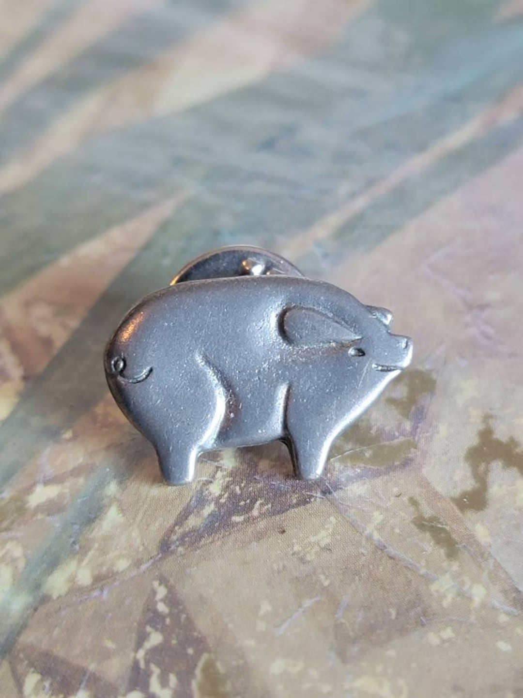 Vintage Pewter Pig Lapel Pin - Etsy