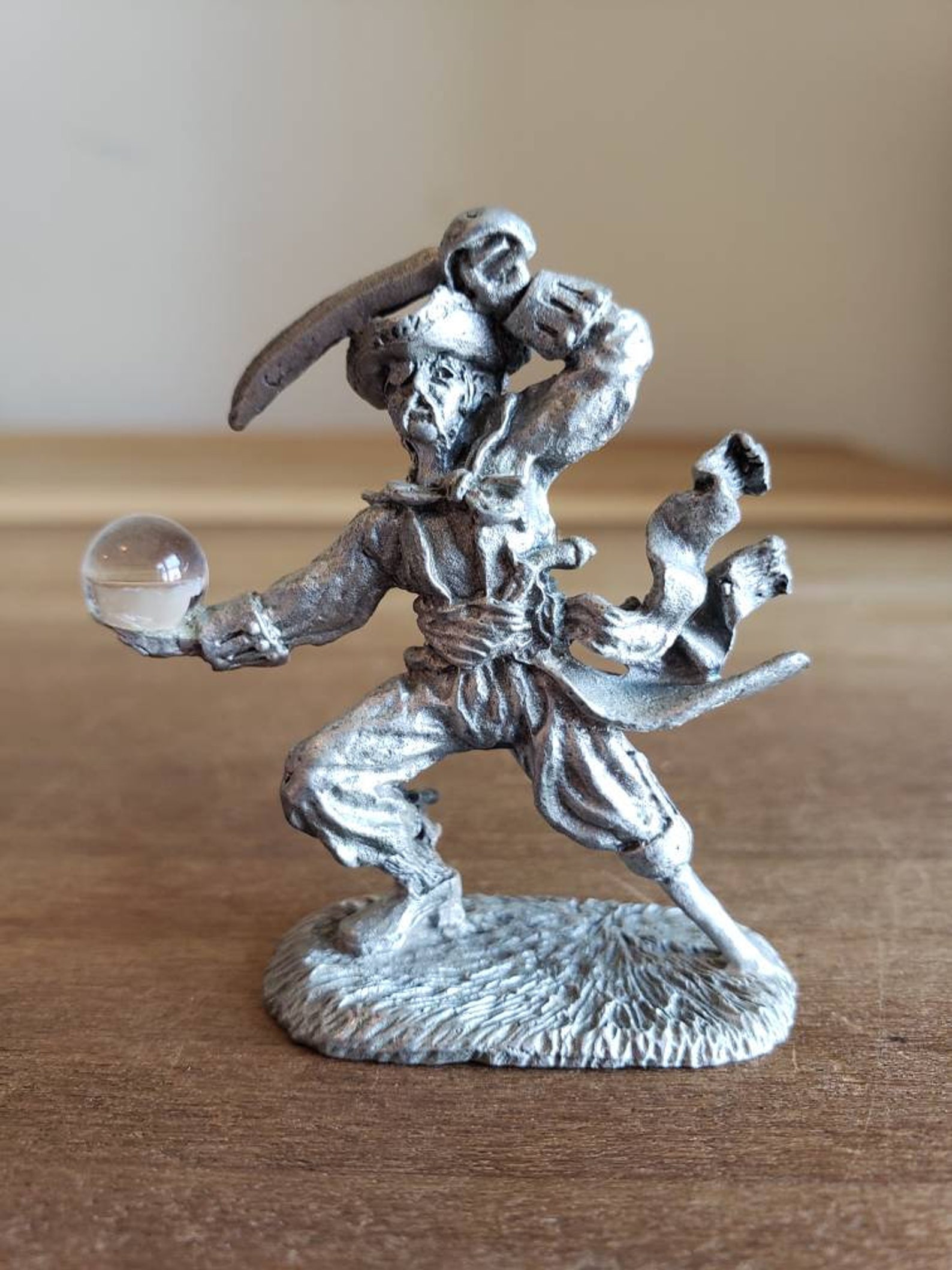 Vintage Pewter Pirate With Sword Peg Leg and Crystal Sphere | Etsy