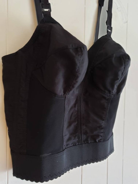 Vintage Exquesite Form Black Long Line Bra Brassiere … - Gem