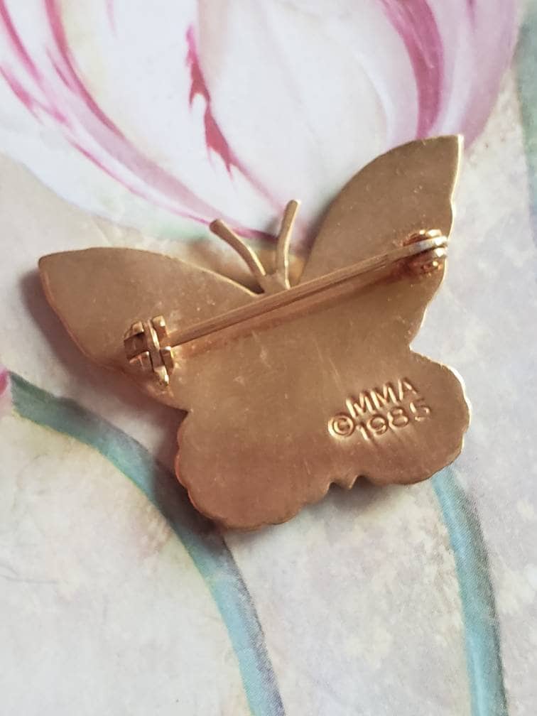 Vintage Metropolitan Museum Art MMA Enamel Butterfly Brooch Pin Brass ...