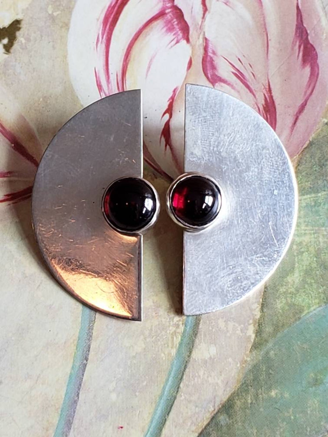 Vintage Kathy R Simonds Sterling Silver Earrings Garnet Signed Posts ...
