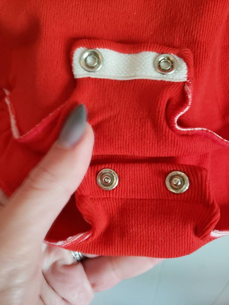 Vintage Never Worn Red Ribbed Bodysuit Size Tall Snap Crotch Gingham ...