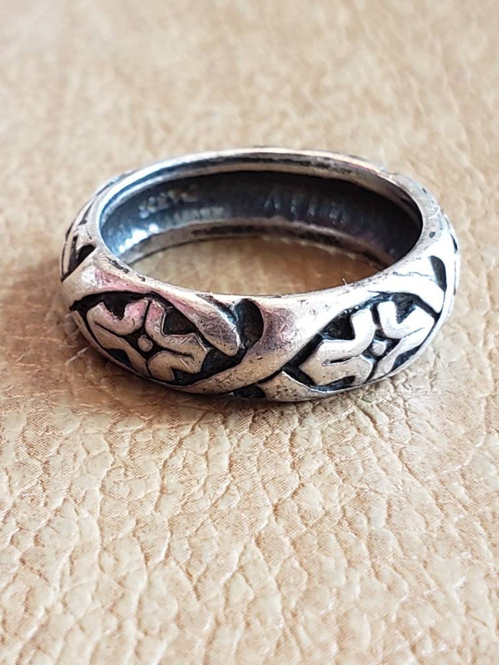 Vintage Sterling Silver Repeating Pattern Band Ring 1990s | Etsy