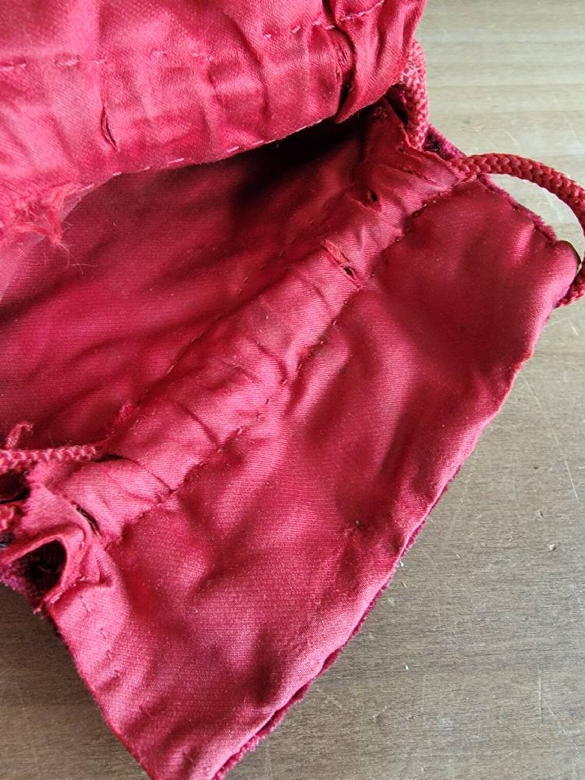 Vintage Antique Victorian Burgundy Velvet Drawstring Pouch Bag | Etsy
