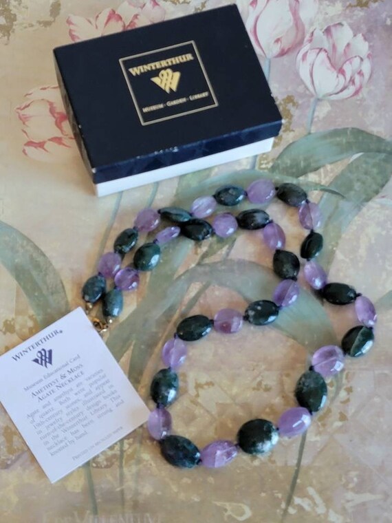 Vintage Winterthur Museum Amethyst and Moss Agate Nec… - Gem