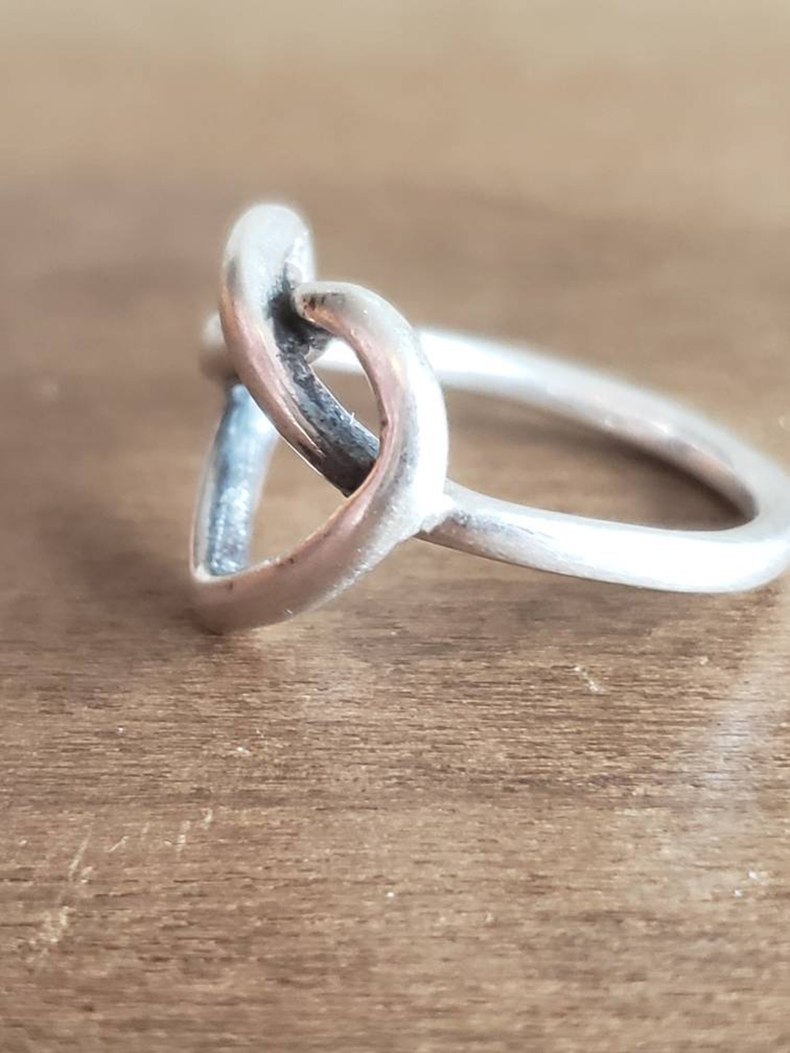 Vintage Sterling Silver Heart Love Knot Promise Ring - Etsy