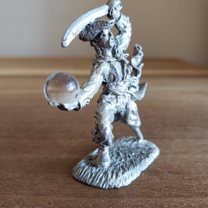 Vintage Pewter Pirate With Sword Peg Leg and Crystal Sphere Figurine ...