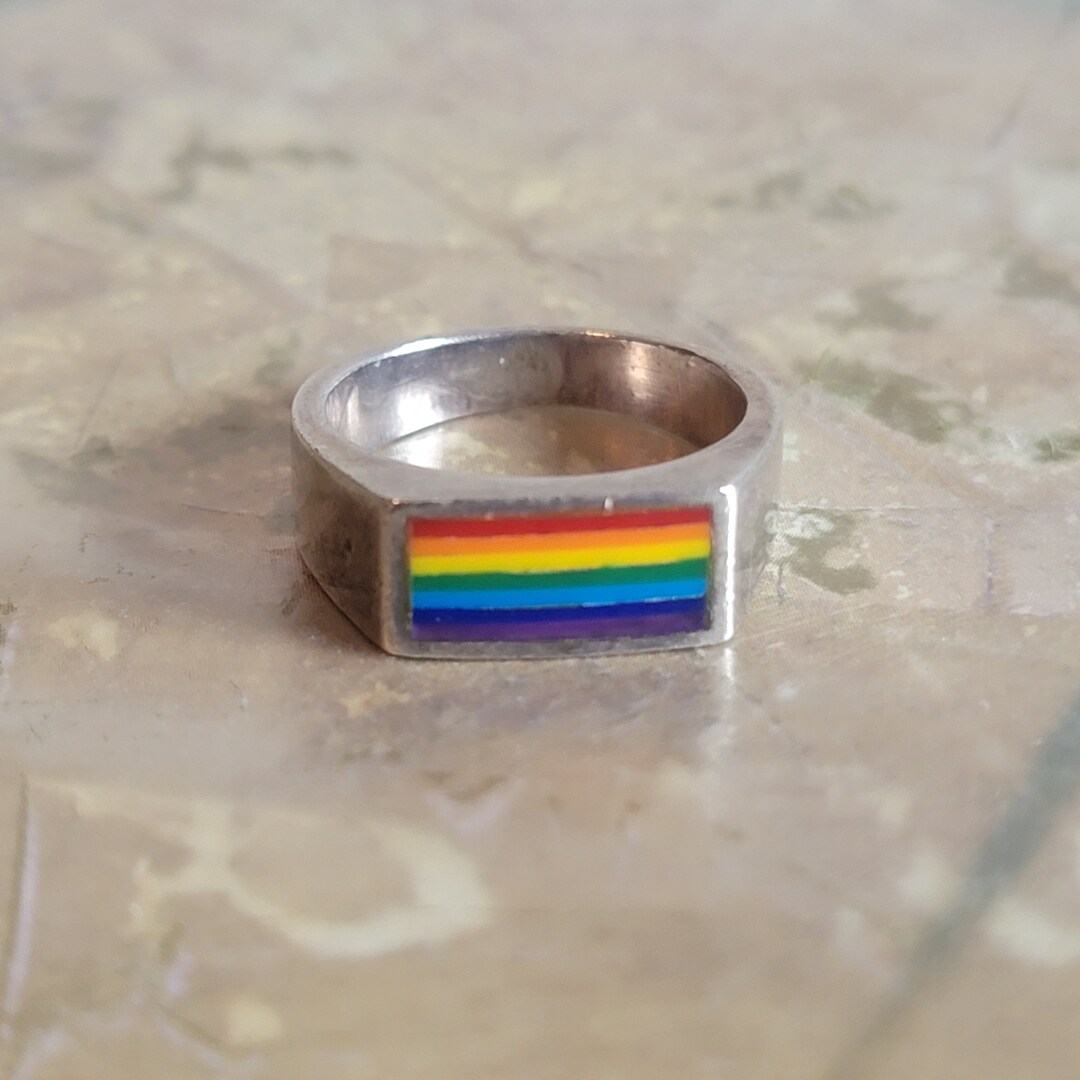 Vintage Sterling Silver Rainbow Flag Pride LGBTQIA Stacking Ring Size 6 ...
