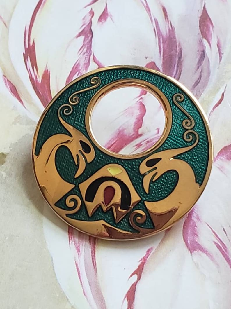 Vintage Celtic Gold Tone Metal Brooch Pin Irish Enamel Red - Etsy