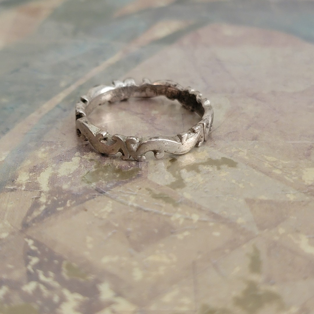 Vintage Sterling Silver Scroll Design Ring Size 6 - Etsy