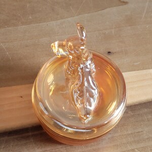 Vintage Jeanette Peach Lusterware Carnival Glass Powder Jar Trinket Box ...