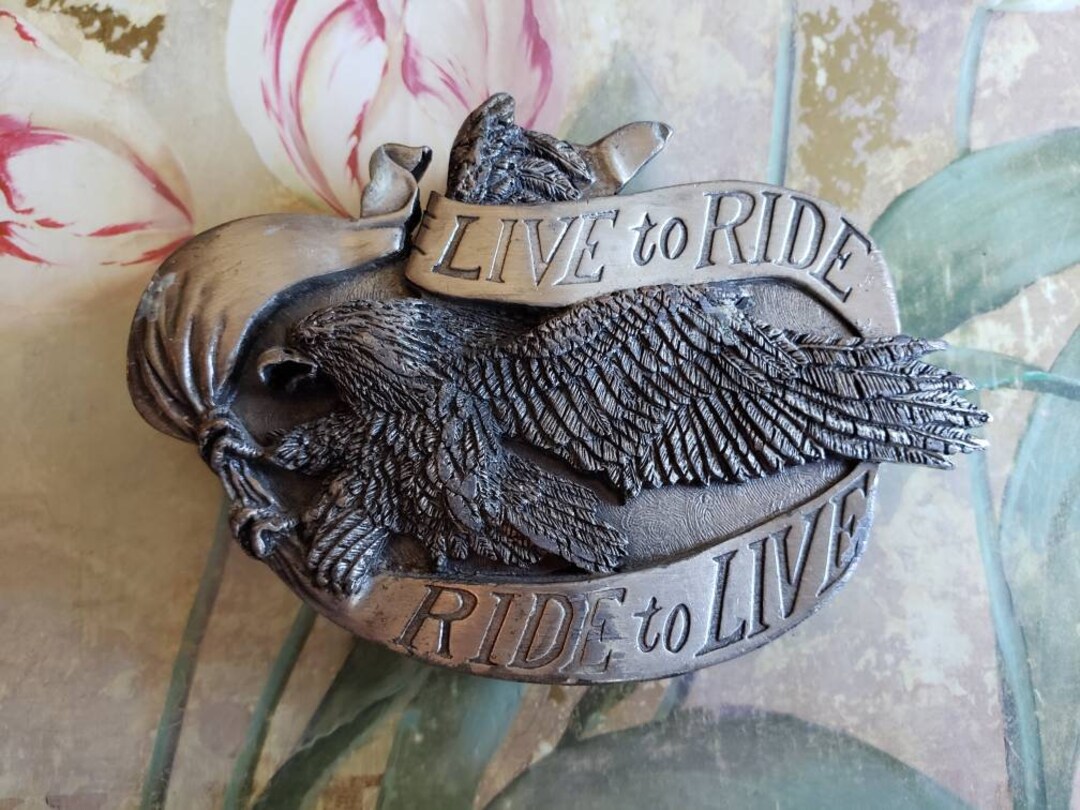Vintage Bergamot Brass Works Belt Buckle Born to Ride Eagle 1981 Made ...