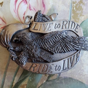 Vintage Bergamot Brass Works Belt Buckle Born to Ride Eagle 1981 Made ...