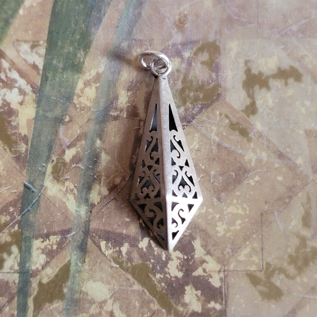 Vintage Sterling Silver Three Dimensional Three Sided Pendant Cut Out ...