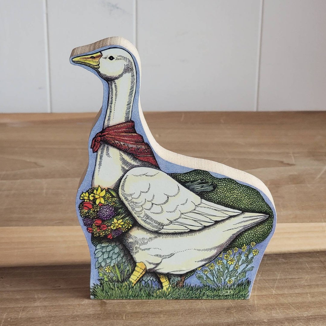 Vintage Wood Notes Maxwell Kory & Co Goose With Easter Bouquet Spring ...