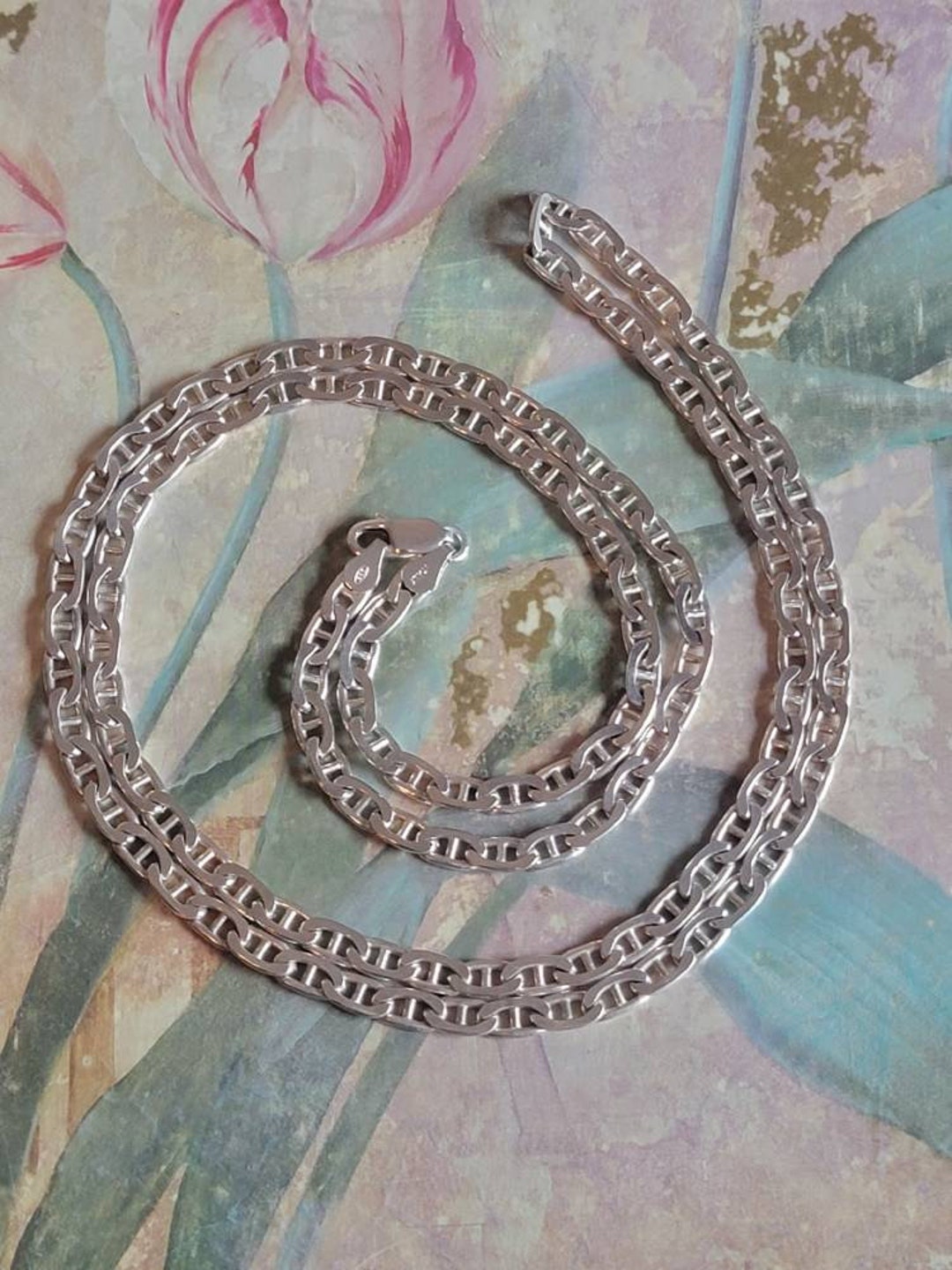 Vintage Sterling Silver Chain Necklace Link Made in Italy 1980s - Etsy