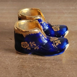 Vintage Limoges Porcelain Tiny Decorative Shoes Made in France Blue and ...