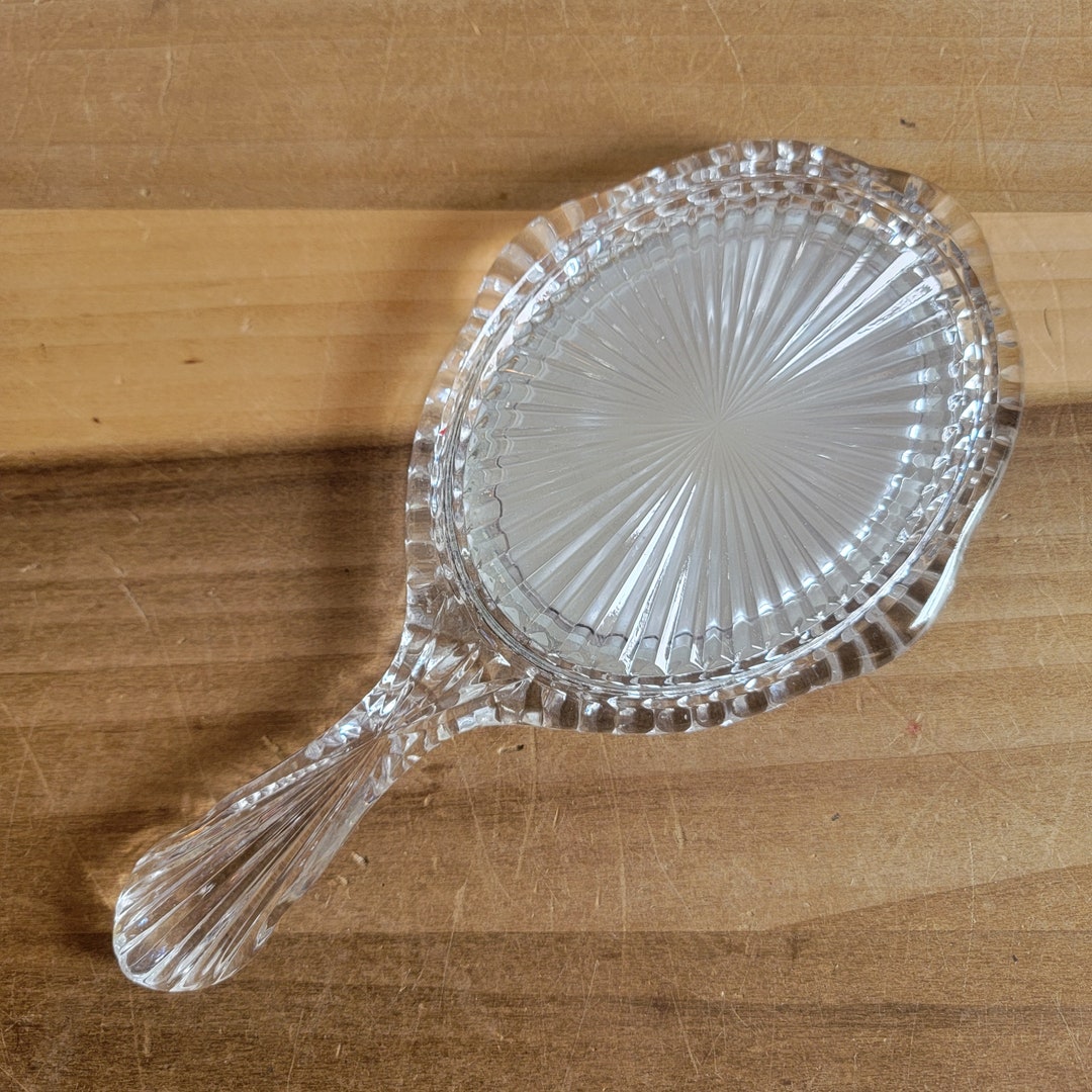 Vintage Cut Glass Hand Held Mirror Vanity - Etsy