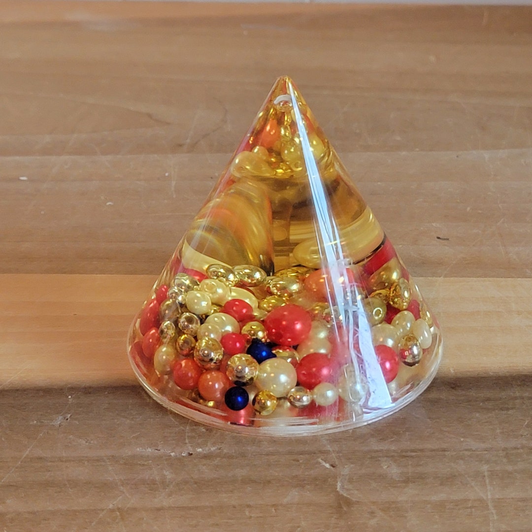 Vintage Lucite Cone Paperweight: Floating Beads, Pen Holders (as Is) - Etsy