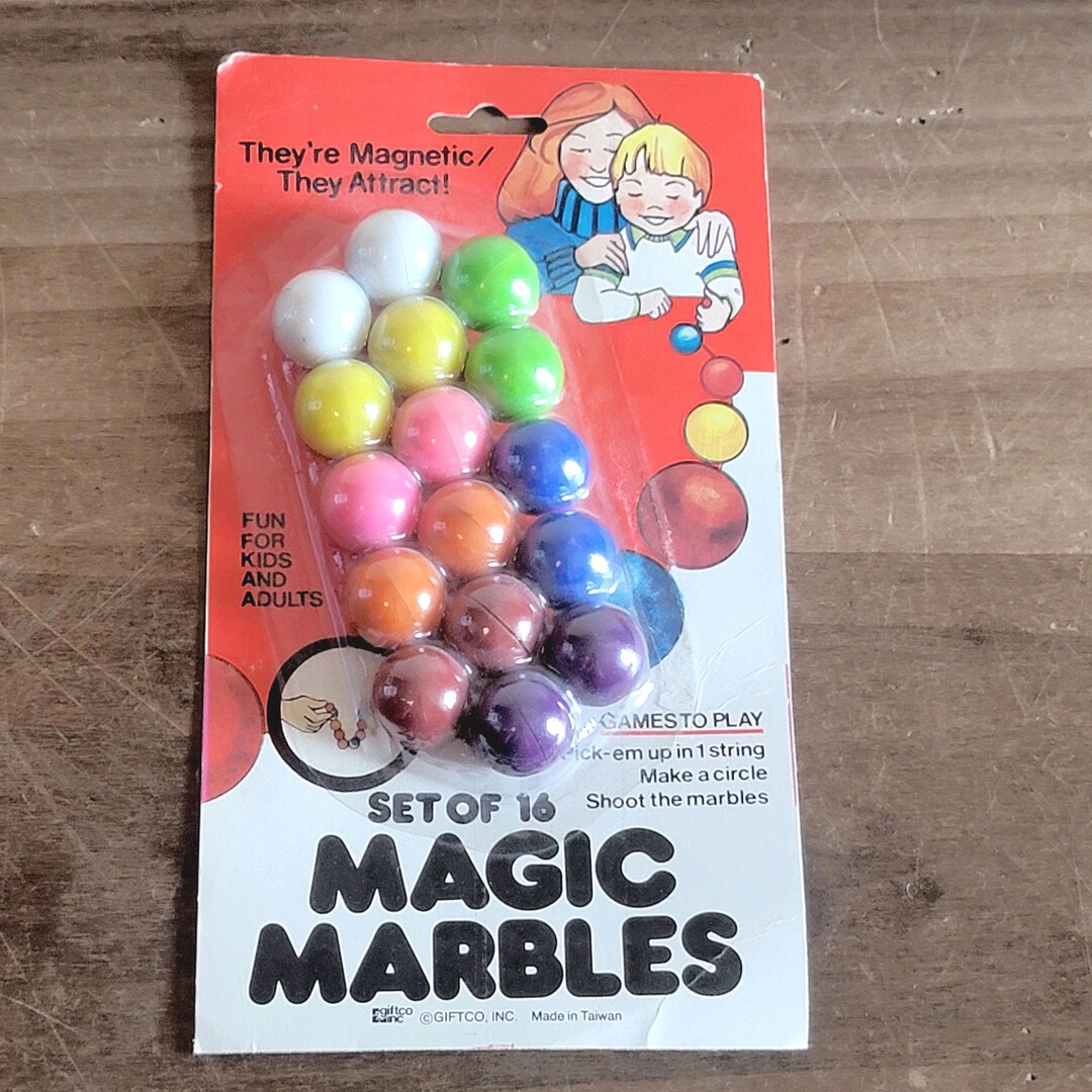Vintage Dead Stock Set of 16 Magic Marbles Magnetic 1980s Original ...