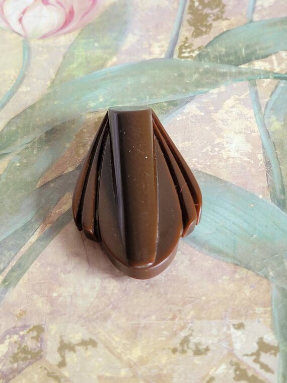 Vintage Rootbeer Root Beer Bakelite Dress Clip Brown … - Gem