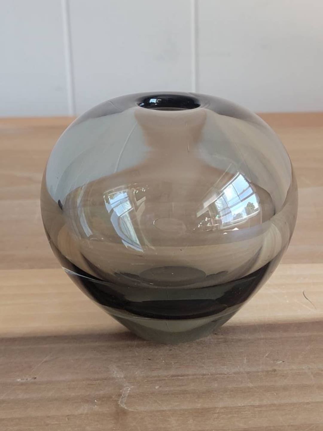 Vintage Mid Century Signed per Lutken for Holmegaard Smokey Gray Glass ...