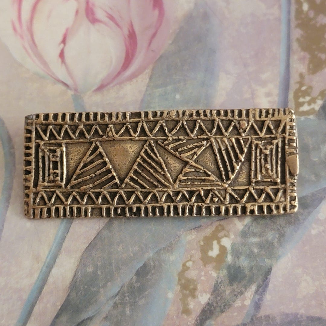 Vintage Alva Museum Replicas Gold Tone Metal Rectangular Geometric Pin ...