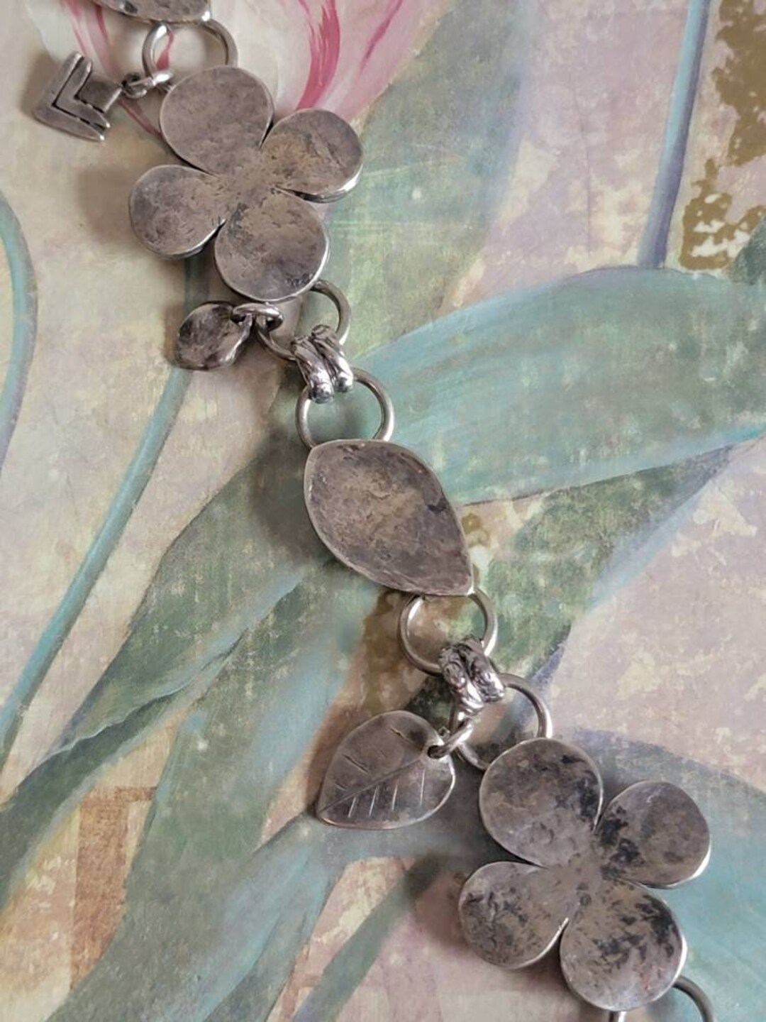 Vintage Silpada Sterling Silver Flowers and Leaves Bracelet Toggle ...