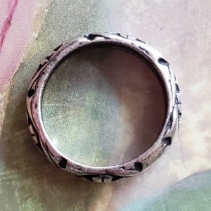 Vintage Sterling Silver Repeating Pattern Band Ring 1990s Wedding Band ...