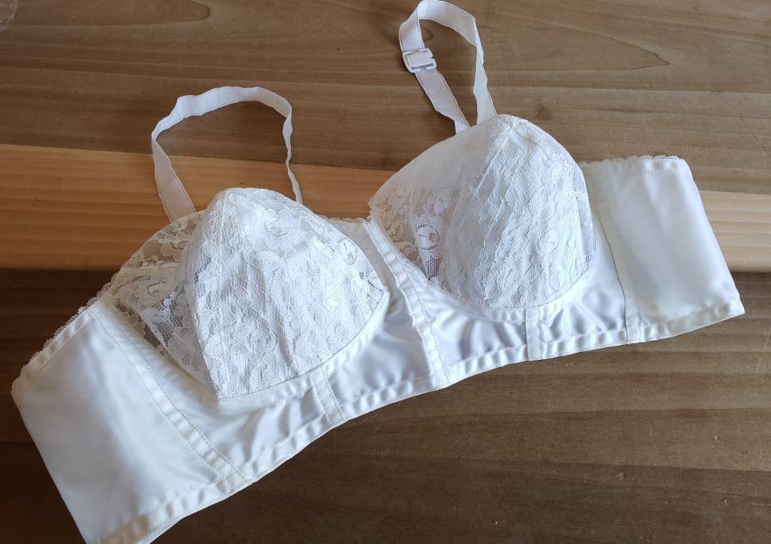 Vintage Symphonie Milano White Floral Lace Bra Ladies 1950s Pin up ...