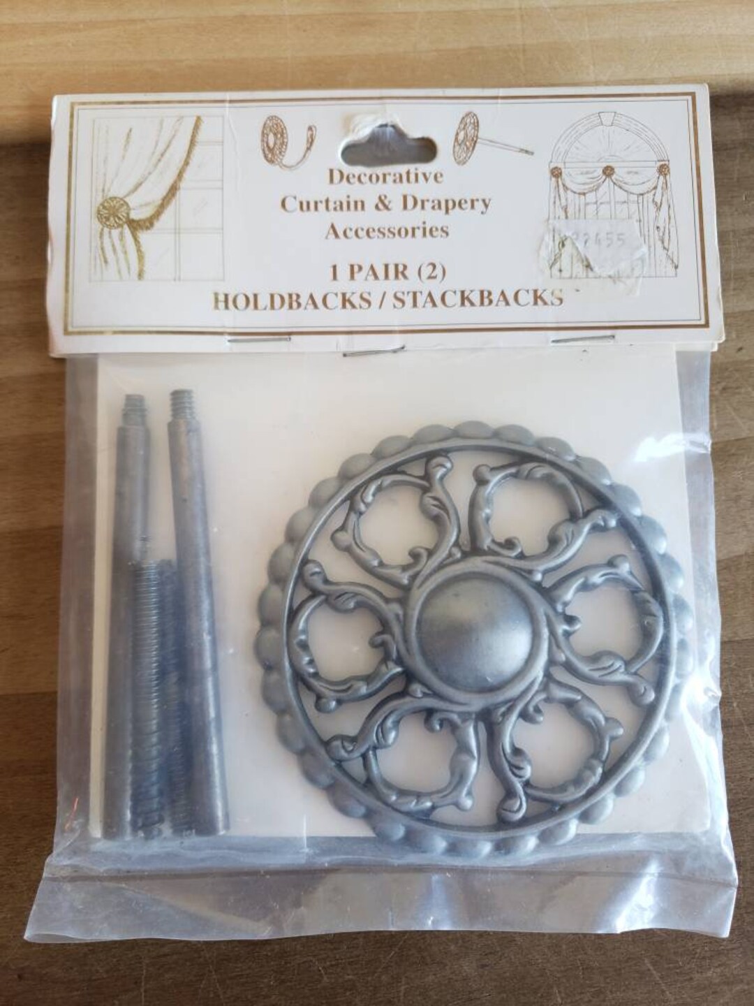 Vintage Dead Stock Metal Set of Two Holdbacks Stackbacks for Curtians ...