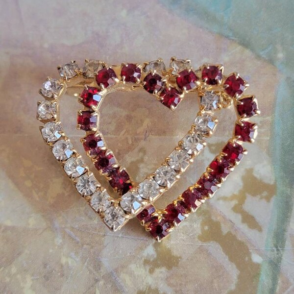 Double Heart Brooch - Etsy
