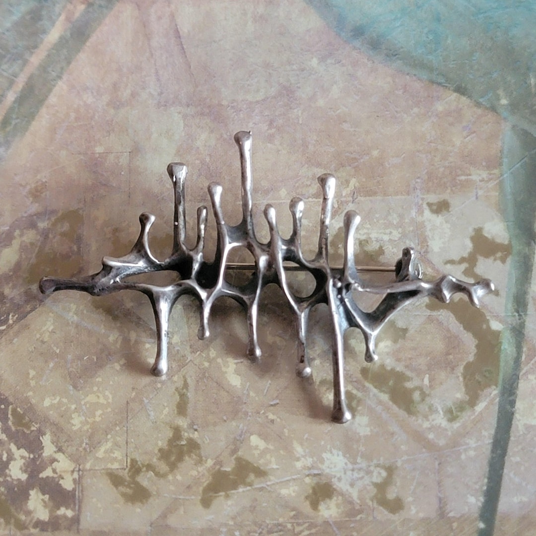 Vintage Aharon Bezalel Sterling Silver Brutalist Modernist Brooch or ...