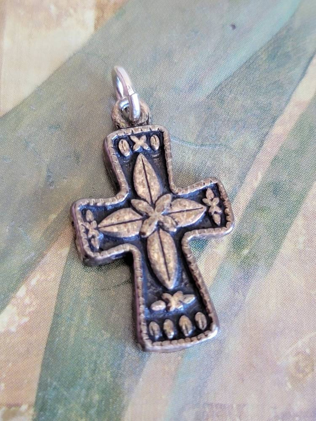 Vintage Sterling Silver Double Sided Cross Pendant Christianity ...
