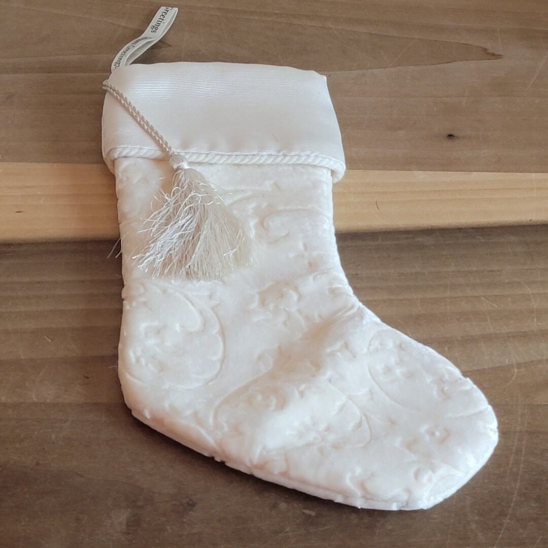 Vintage Russ White Cream Velvet Christmas Stocking With Tassel - Etsy