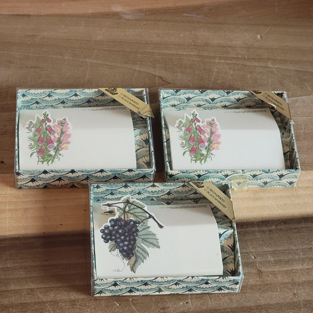 Vintage Lot of Tassotti Placecards Place Cards Foxglove Flowers Grapes ...