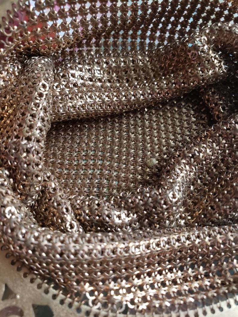 Vintage Gold Mesh Evening Purse Twist Closure Chain Wedding Prom Floral ...