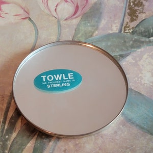 Vintage Towle Sterling Silver Table Top Mirror Original Sticker Vanity ...