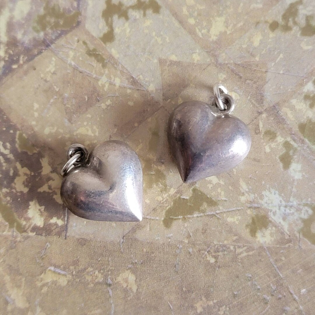 Vintage Sterling Silver Puffed Heart Pendant Love Valentine's Day - Etsy