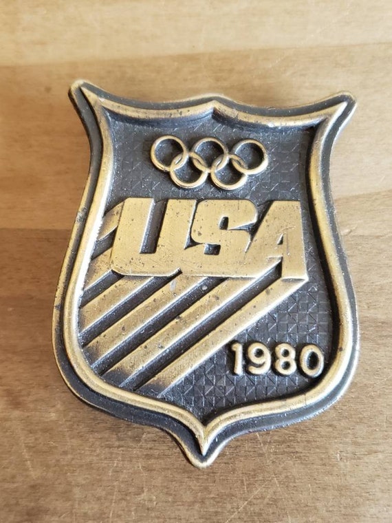 Vintage Bergamot Brass Works Belt Buckle Olympics 198… - Gem